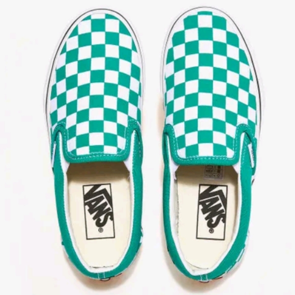 Vans | Shoes | Vans Pepper Green Checkerboard Classic Slip On Shoes ...